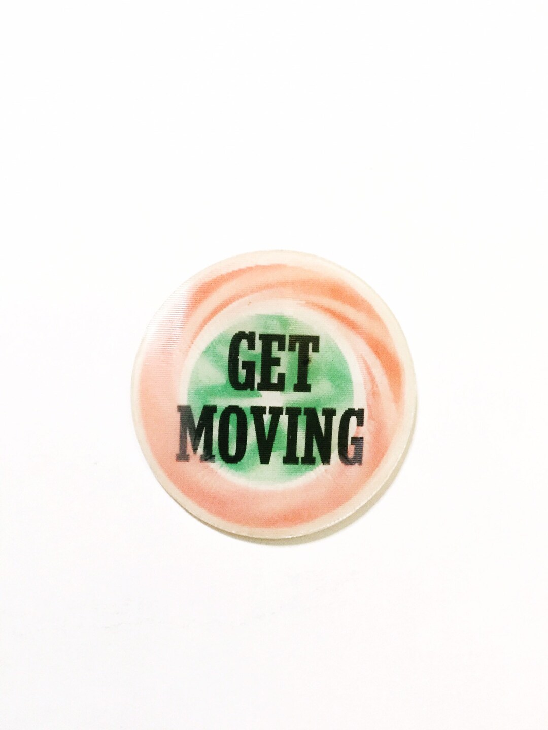 Vintage Get Moving Pin: Reflective Spinning Wheel Image, Topps Chewing ...