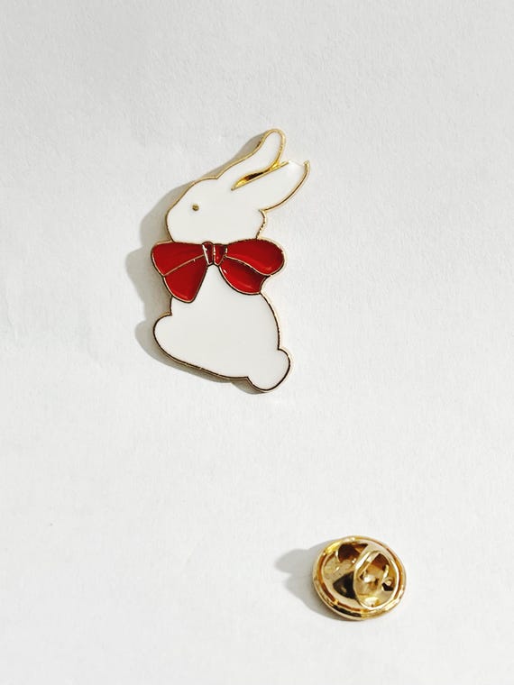 Rabbit Pin Bunny Pin Easter Pin Tie Tack Small Enamel… - Gem