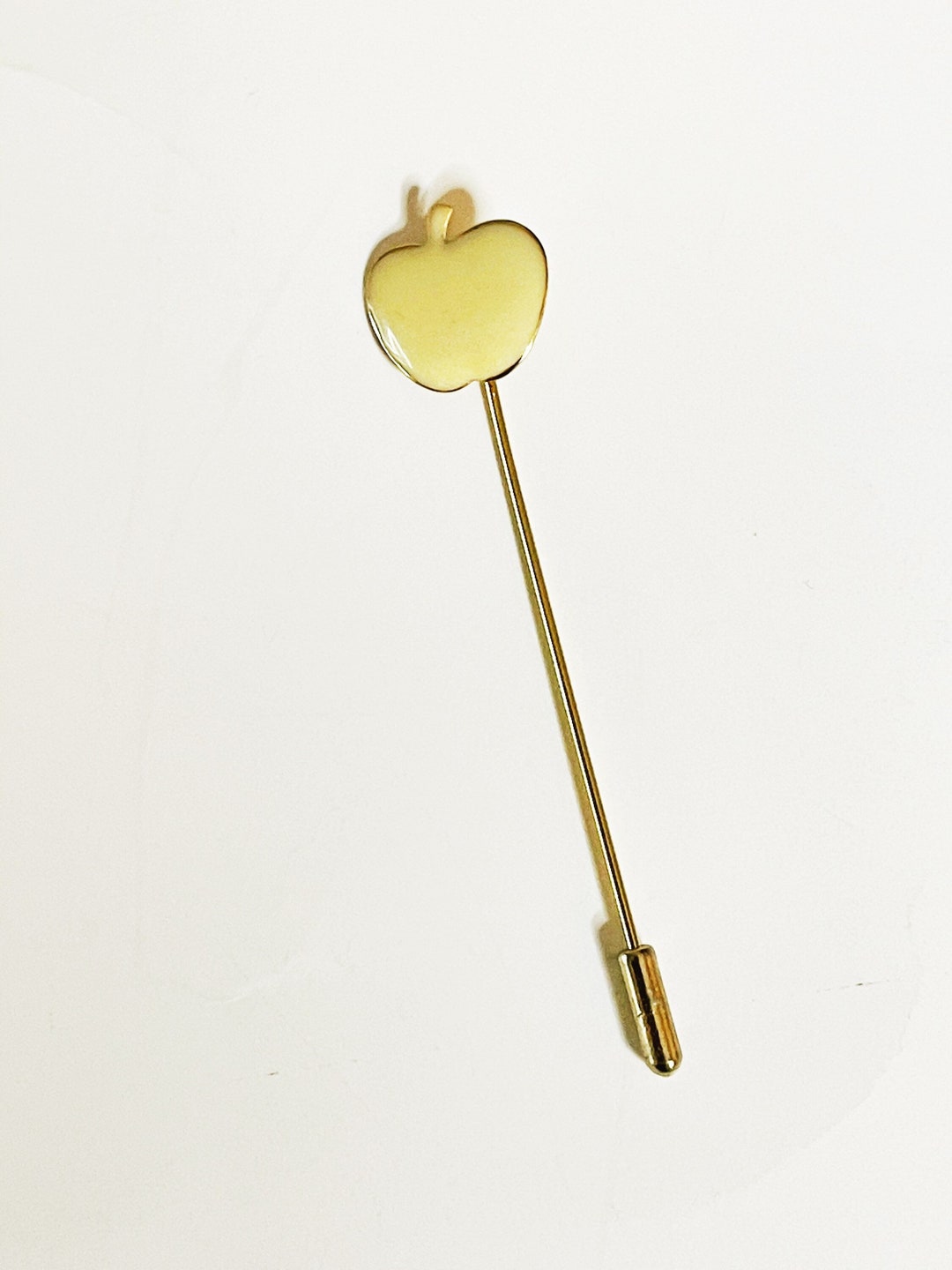 Vintage 1970s Enamel Apple Hat Pin: Milk White Lapel Pin - Etsy