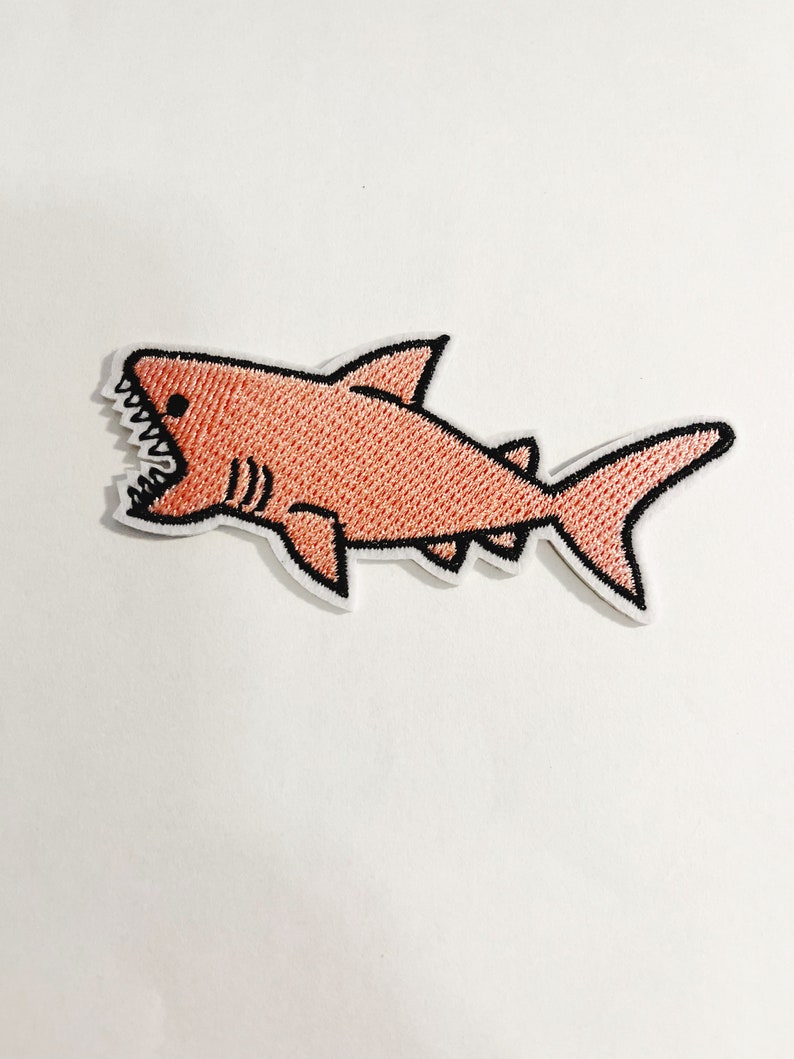 Pink Shark Embroidered Patch: Iron on Appliqué (3 1/2 Inches) - Etsy