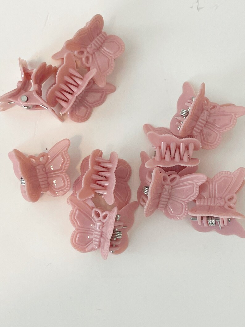 90s Pastel Pink Butterfly Hair Clips: Set of 10 Retro Barrettes - Etsy