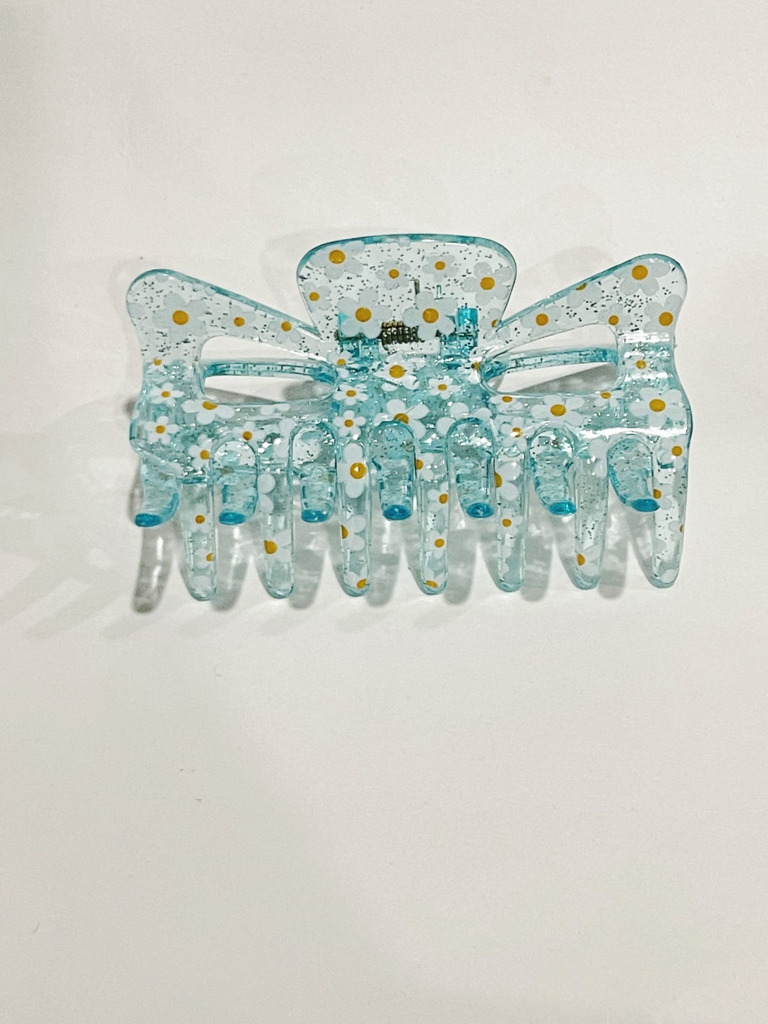 Blue Glitter Hair Claw Daisy Flower Hair Clip Flower Power Hair Claw ...