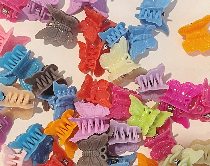Rainbow Retro Butterfly Clips Butterfly 10 Hair Claws Mini 1990s Style ...
