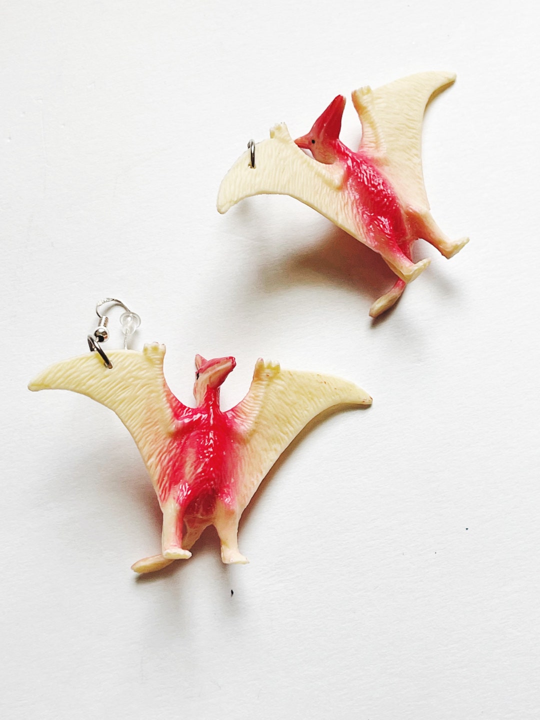 Handmade Pterodactyl Dinosaur Earrings: Silver Plated Hooks, Jurassic ...