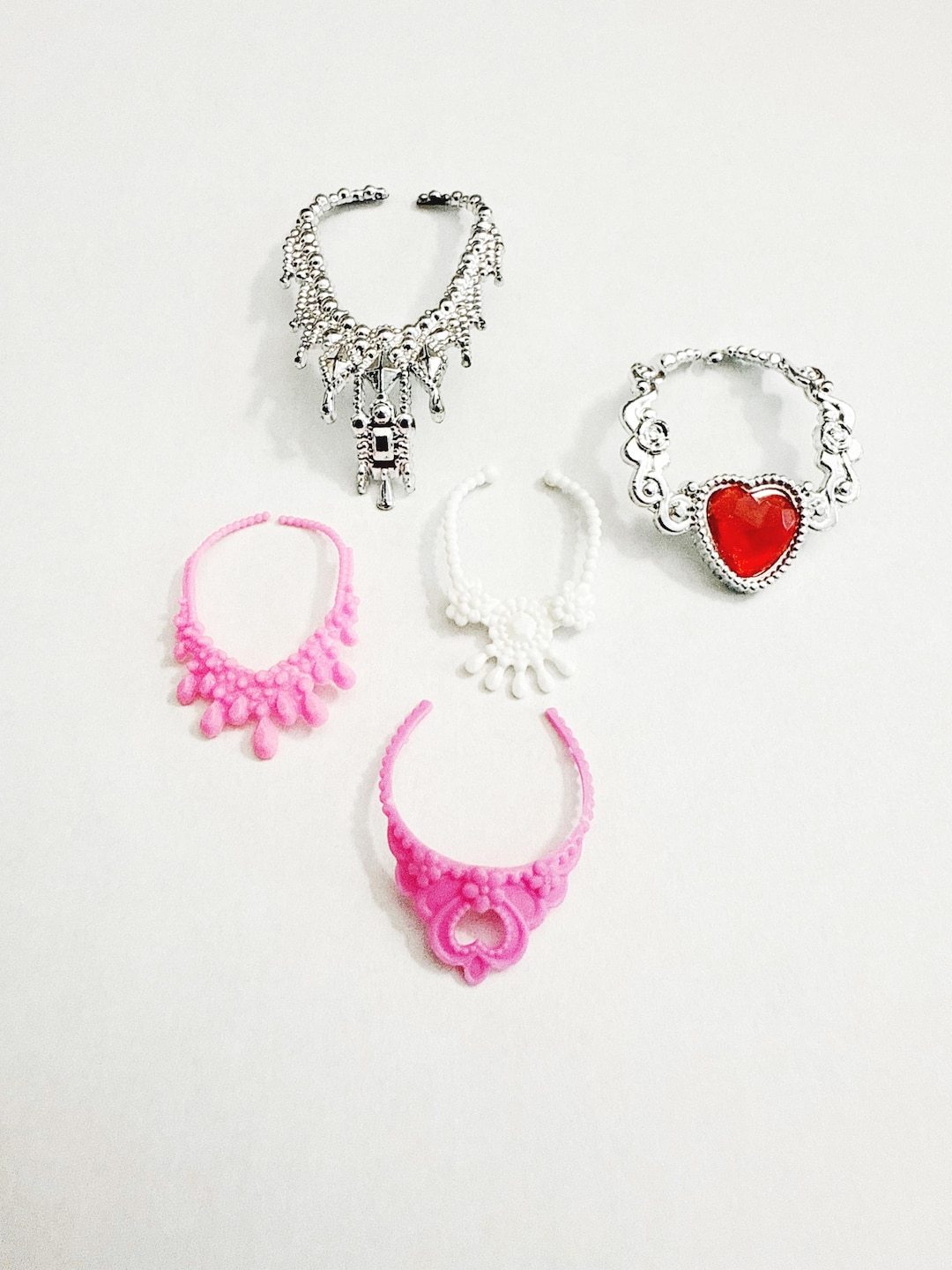 Vintage Barbie Doll Necklace Lot: Mixed Styles, Silver, Pink, Red - Etsy