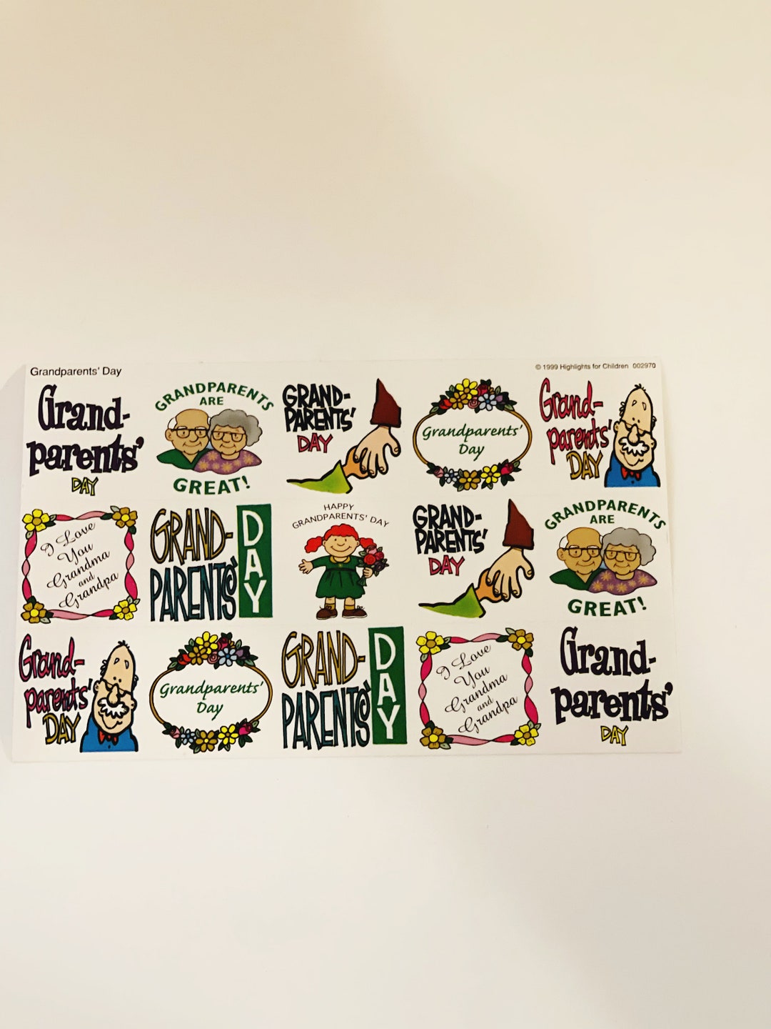 Vintage Grandparents Day Stickers Retro Seasonal Sticker Scrapbook ...