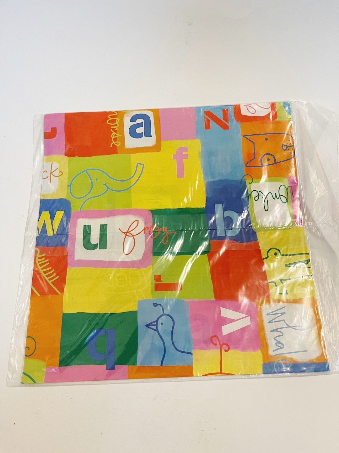 Vintage Alphabet Gift Wrap Abc's and Animal Wrapping Paper Children's ...