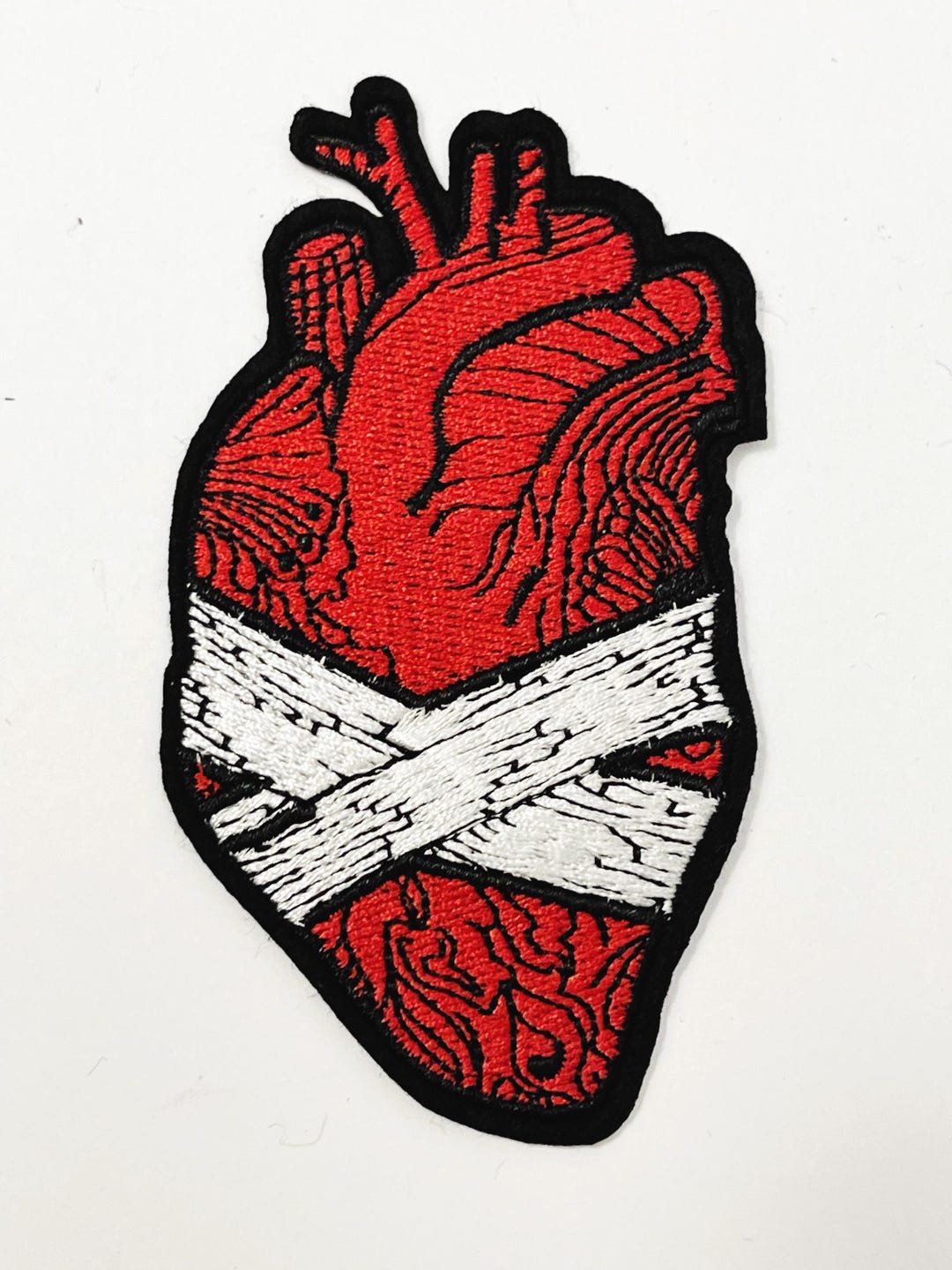 Vintage Anatomical Heart Patch With Bandaged Design – Red Embroidered ...