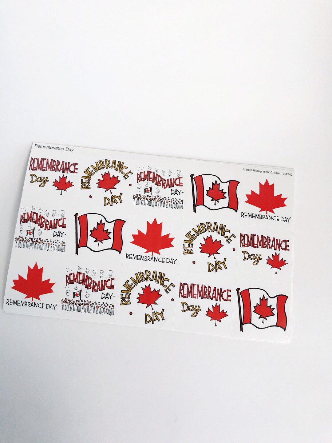 Remembrance Day Stickers: Canadian Flag, Vintage 90s Sticker Sheet - Etsy