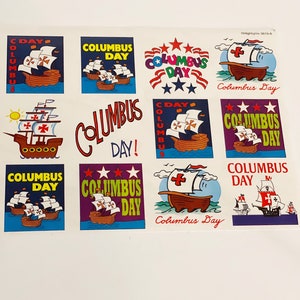 Vintage Columbus Day Stickers Scrapbooking Crafts School Supplies Sold ...