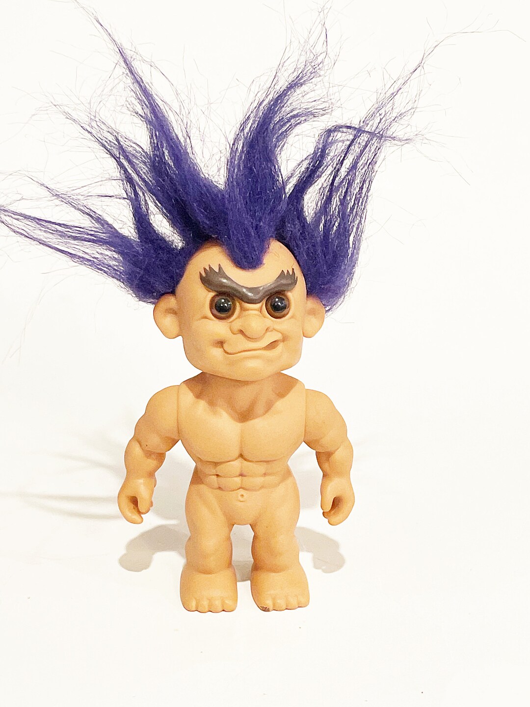 Vintage Russ Troll Wrestler Troll Doll Wrestler Purple Hair Brown Eyes ...