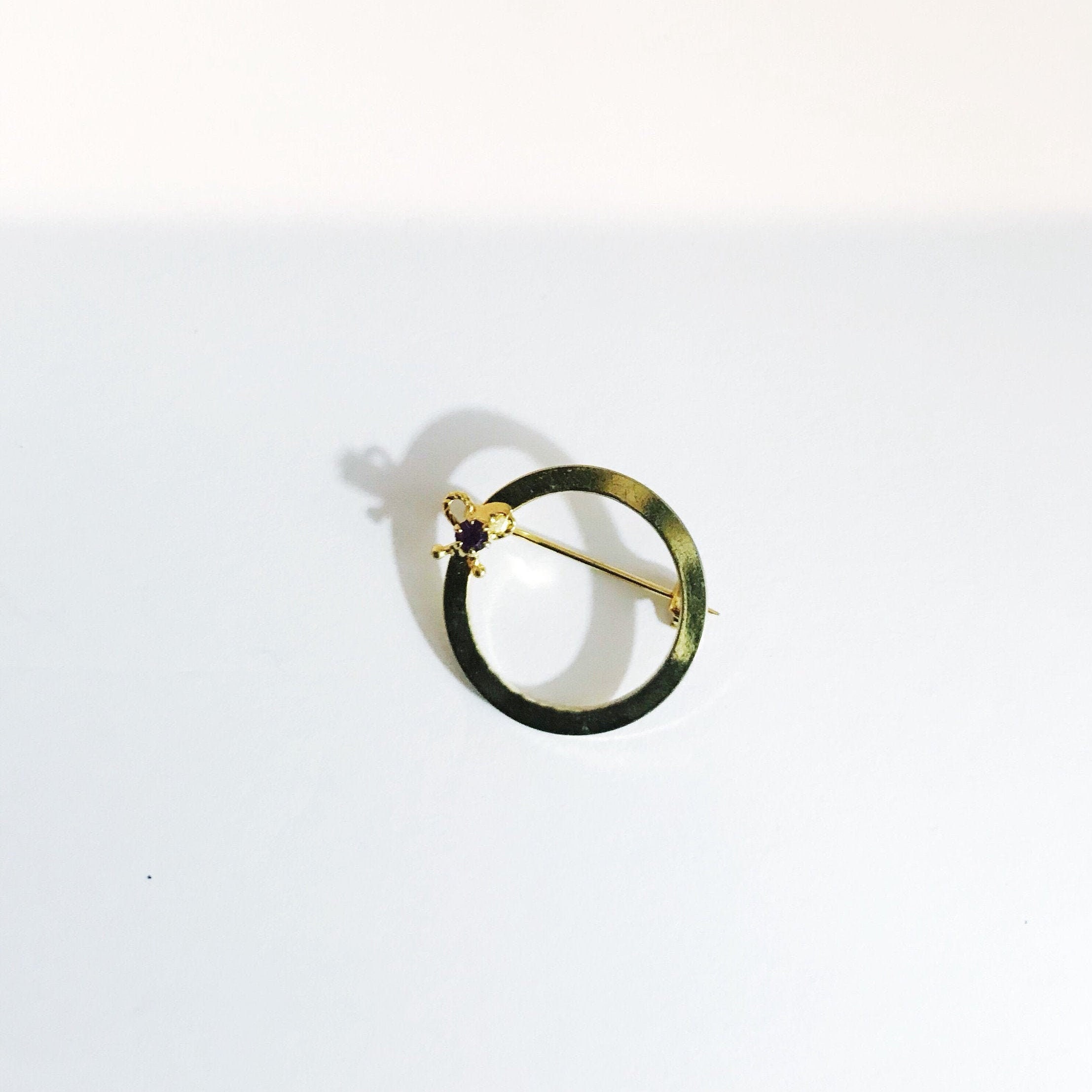 Vintage Gold Circle Scarf Pin Gold Scarf Pin With Bow February - Etsy UK