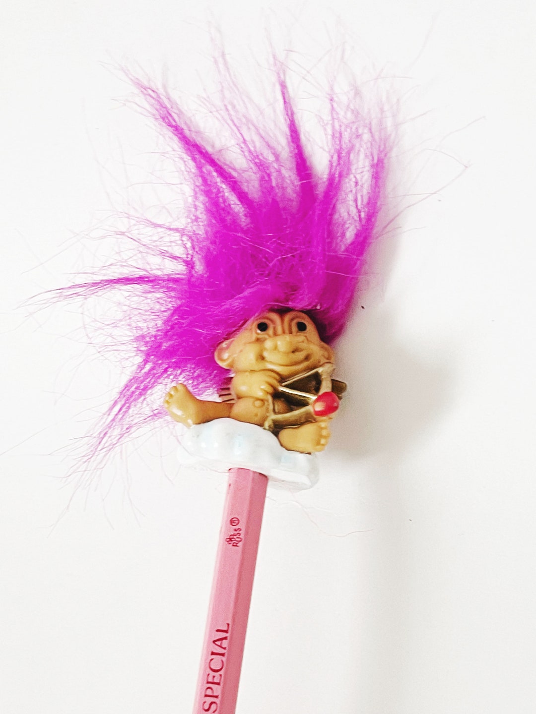 Vintage Cupid Troll Doll: Purple Hair, Valentine Pencil Topper - Etsy