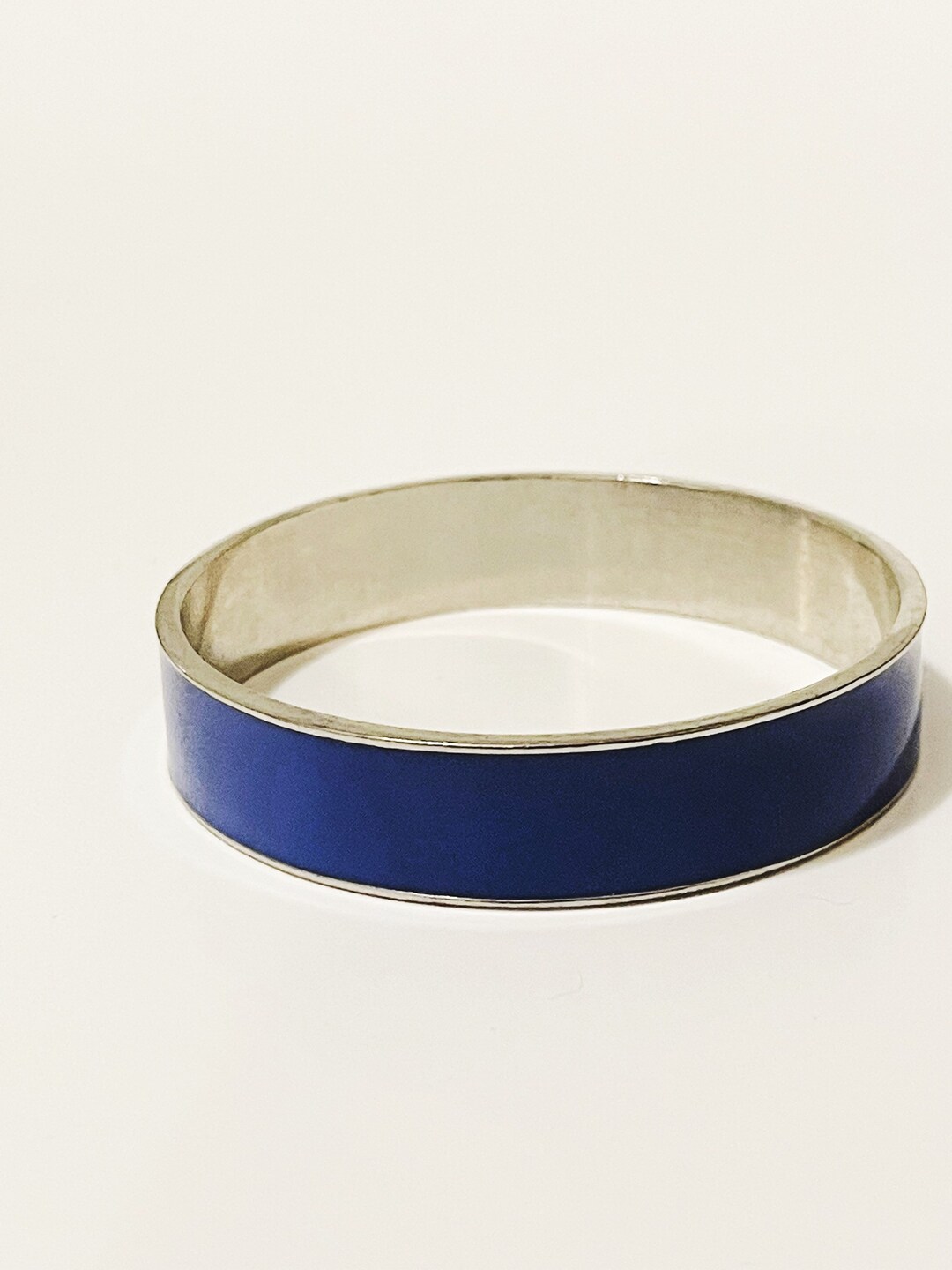 Vintage Dark Blue Enamel Bangle Fashion Jewelry Bracelet Retro Silver ...