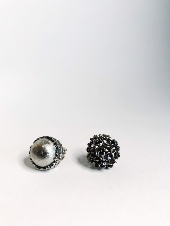 Extra Large Antique Silver Floral Rings Large Silver-… - Gem