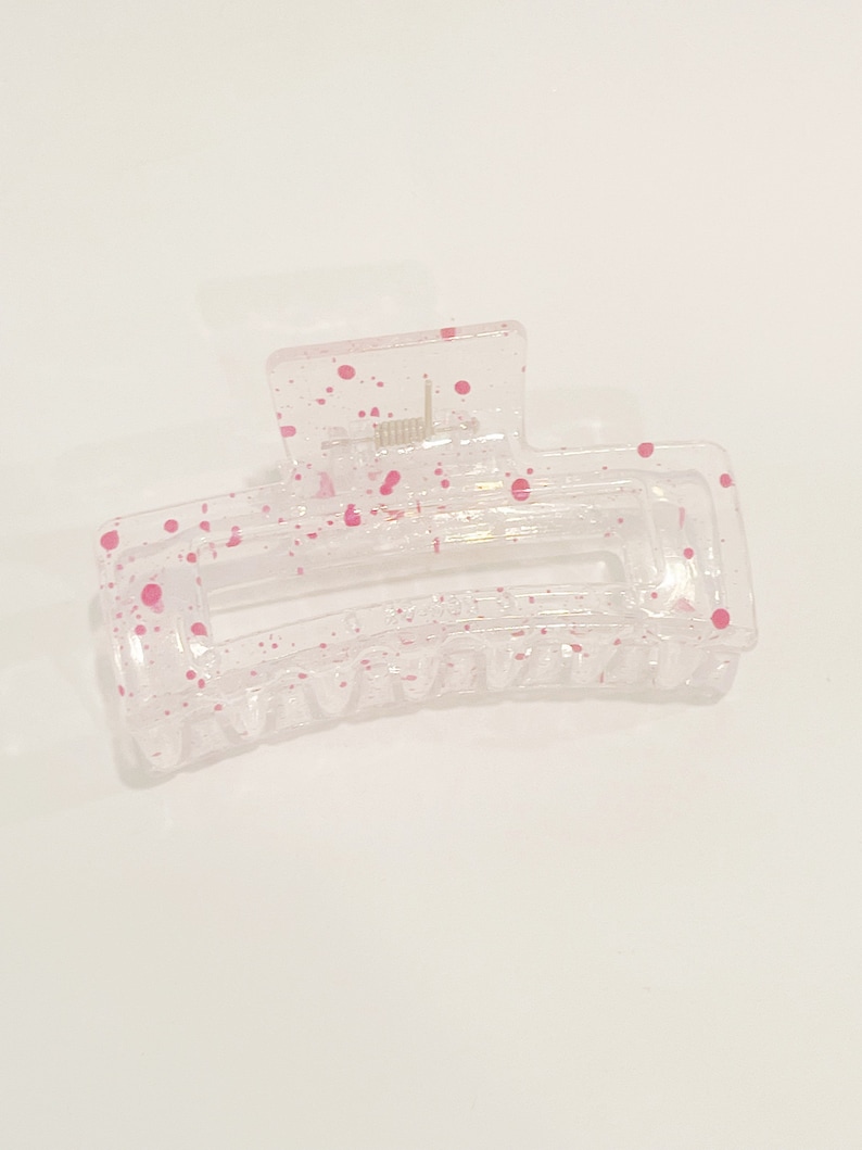 Pink Hair Claw Clip Pink and Clear Hair Clip Retro Hair Clamp Speckled ...