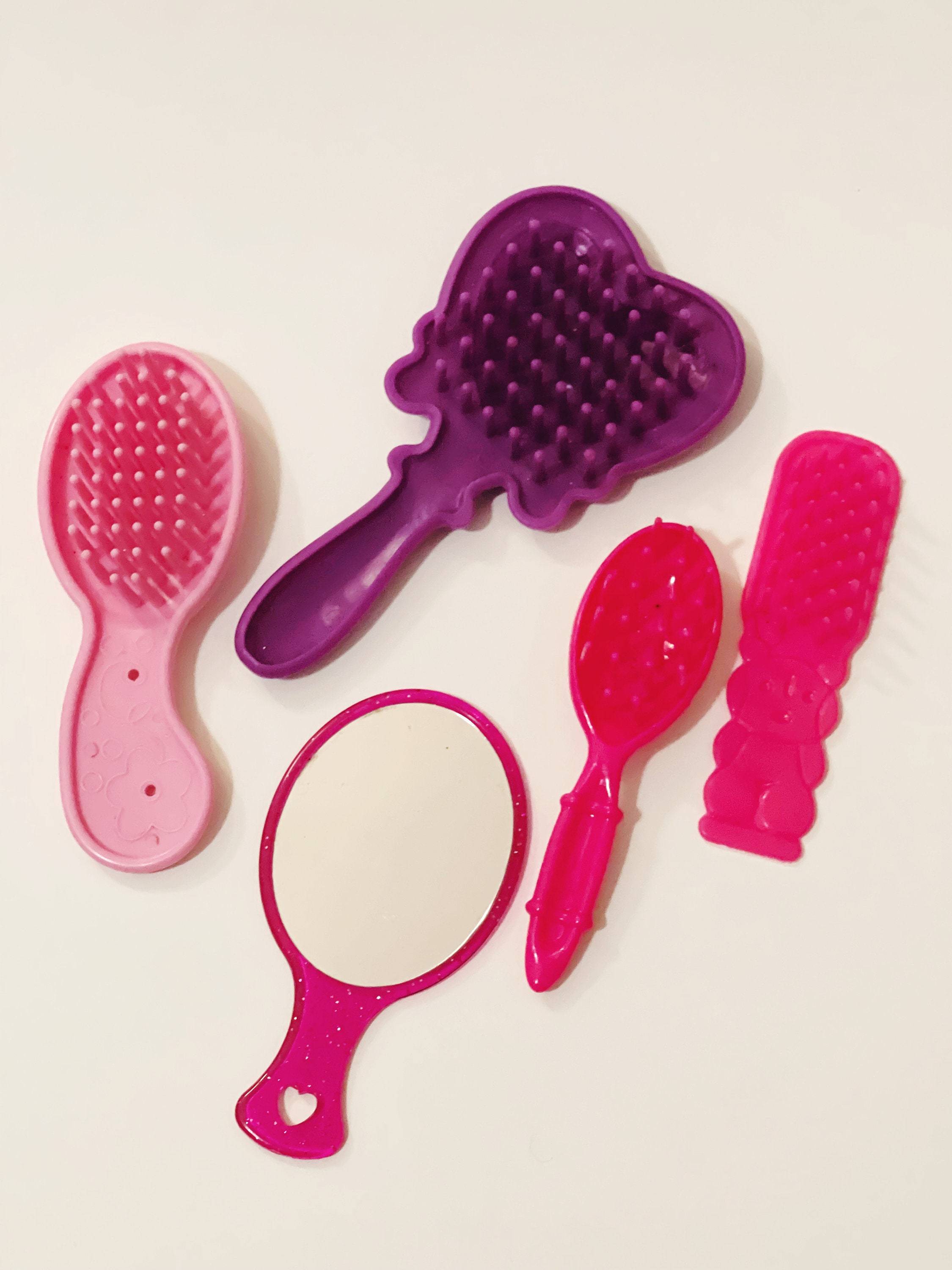 Doll Combs and Brushes Barbie Combs Brushes Doll Mirror Accessories Mattel Toys Set of 5 Plastic Hair Accessories Pink Hot Pink Purple Etsy Australia