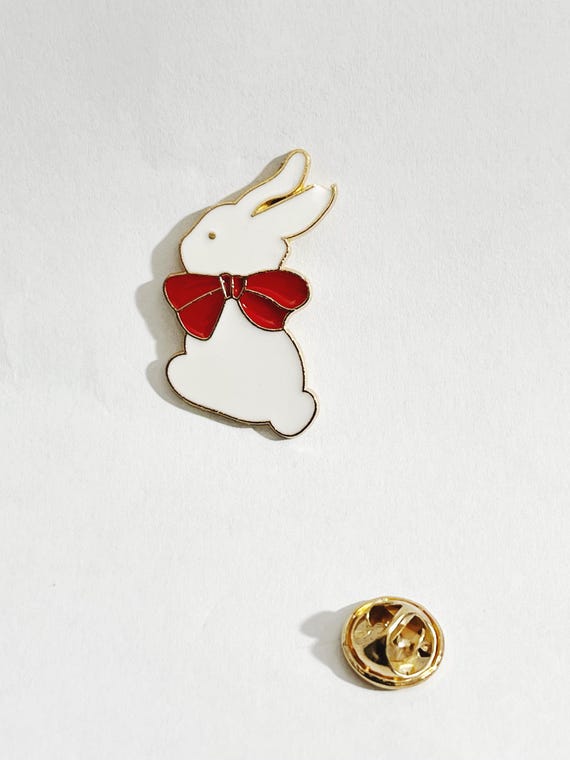 Rabbit Pin Bunny Pin Easter Pin Tie Tack Small Enamel… - Gem