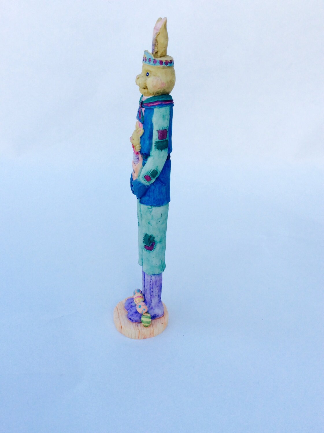 Tall Ceramic Easter Rabbit Totem Pole Bunny Figurine Holding - Etsy