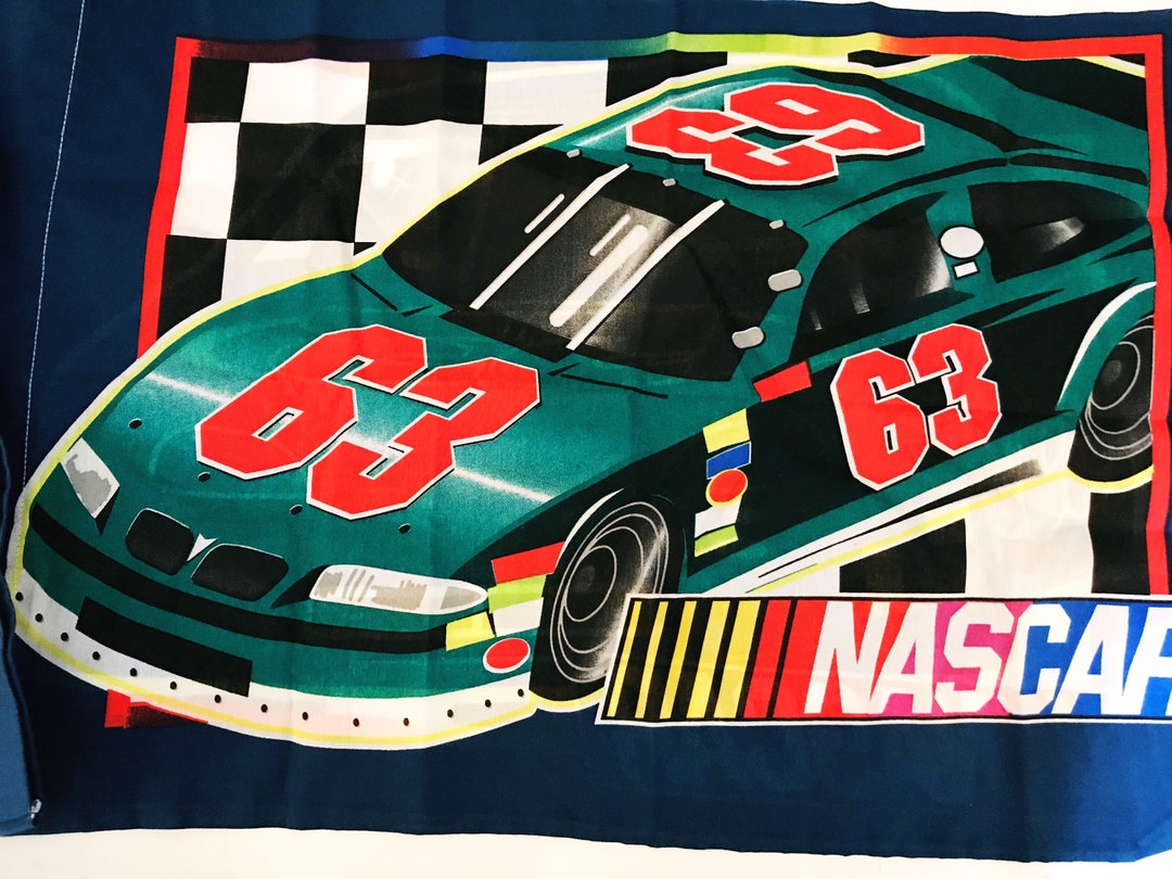 Vintage Nascar 1 Standard Pillowcase Sports Car Racing Blue Kids Room ...