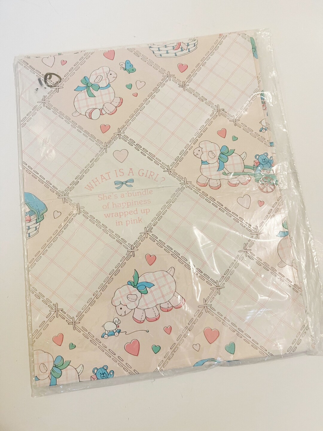 Vintage Baby Shower Gift Wrap Lamb Chops Wrapping Paper Lamb and Toys ...