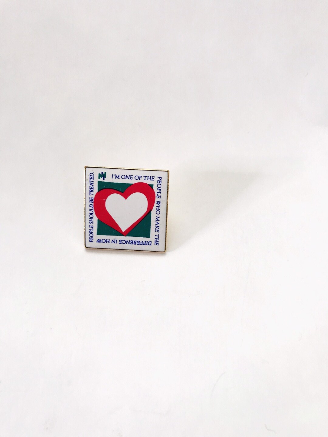Vintage Make a Difference Pin Small Red & White Heart Lapel Pin I'm One ...