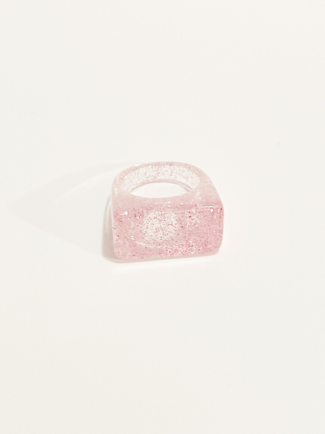Pink Glitter Ring Lucite Bubble Retro Ring Plastic Ring Acrylic Ring ...