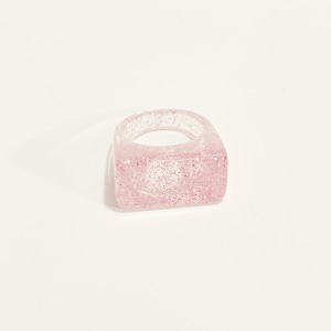 Pink Glitter Ring Lucite Bubble Retro Ring Plastic Ring Acrylic Ring ...