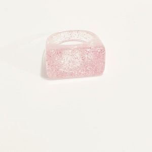 Pink Glitter Ring Lucite Bubble Retro Ring Plastic Ring Acrylic Ring ...