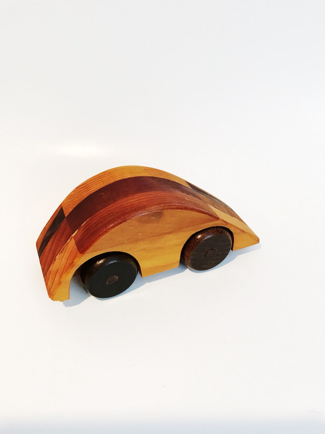 Vintage Wood Push Car Wooden Hand Carved Race Car Natural Wood Toy ...