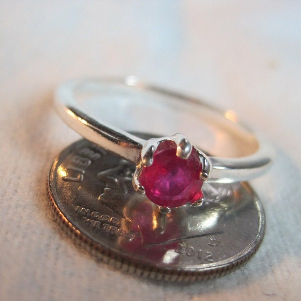 Ruby Solitaire Ring - Etsy