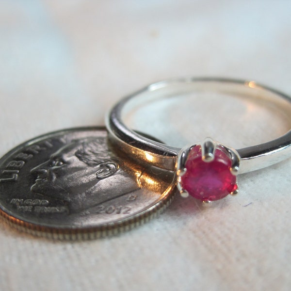 Ruby Solitaire Ring - Etsy