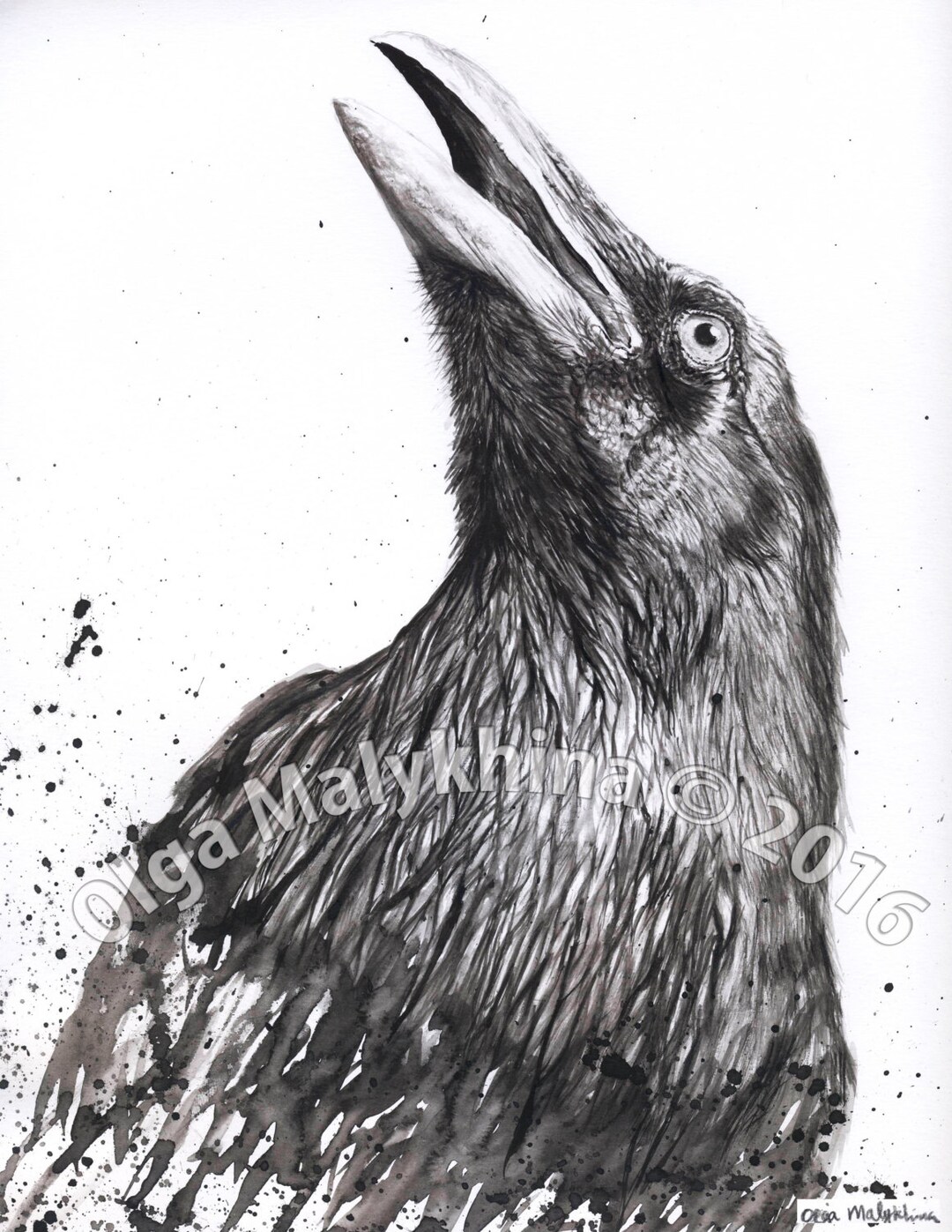 Raven, Crow, Watercolor Painting Digital Download - Etsy