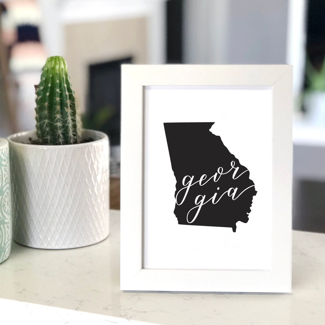 Georgia Art Print, Georgia Wall Decor, Georgia Gifts, Shape of Georgia ...