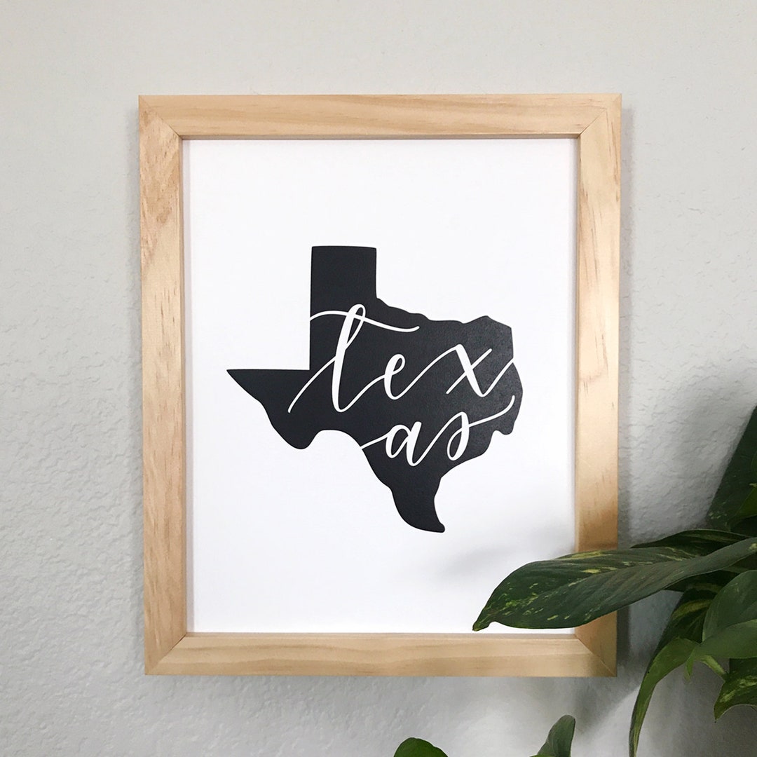 8x10 Texas Outline Art Print, Hand Drawn Shape of Texas Art Decor ...