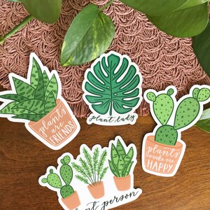 Cactus Sticker, Plants Make Me Happy Saying, Cute Hand Drawn Plant ...