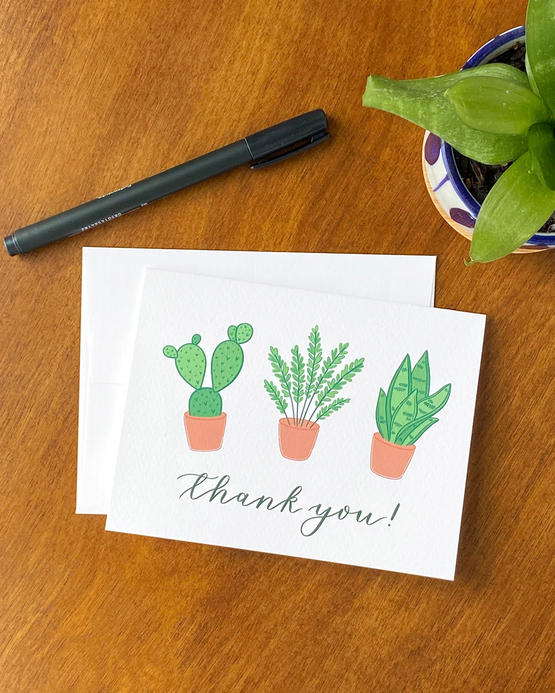 Plant Thank You Cards, Cute Plant Greeting Cards, Fun Plant Stationery ...