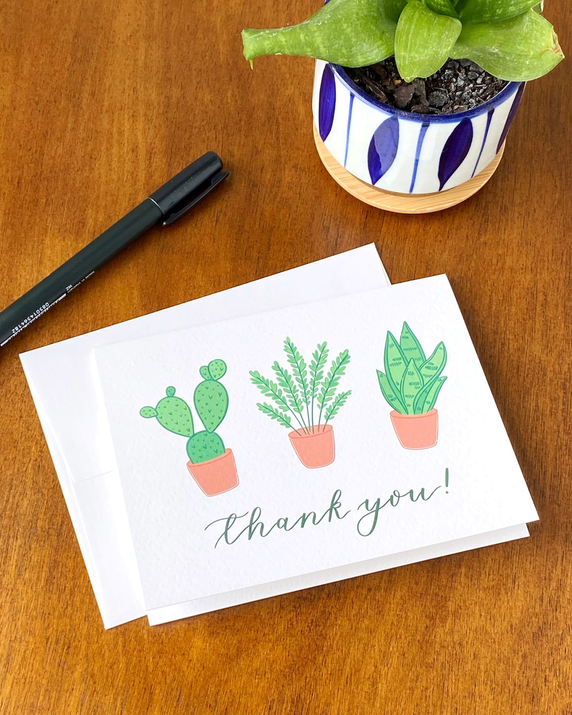 Plant Thank You Cards Cute Plant Greeting Cards Botanical - Etsy