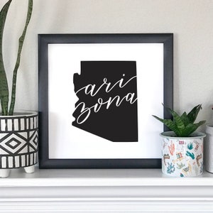 Arizona State Art Print, Arizona Wall Art, Arizona Gifts, Shape of ...