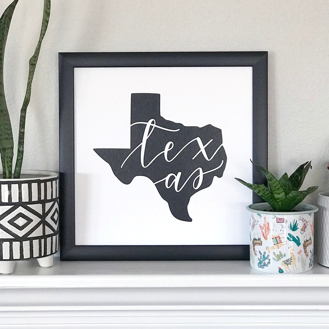 Texas Art Print, Hand Illustrated Shape of Texas Wall Art, Modern Texas ...