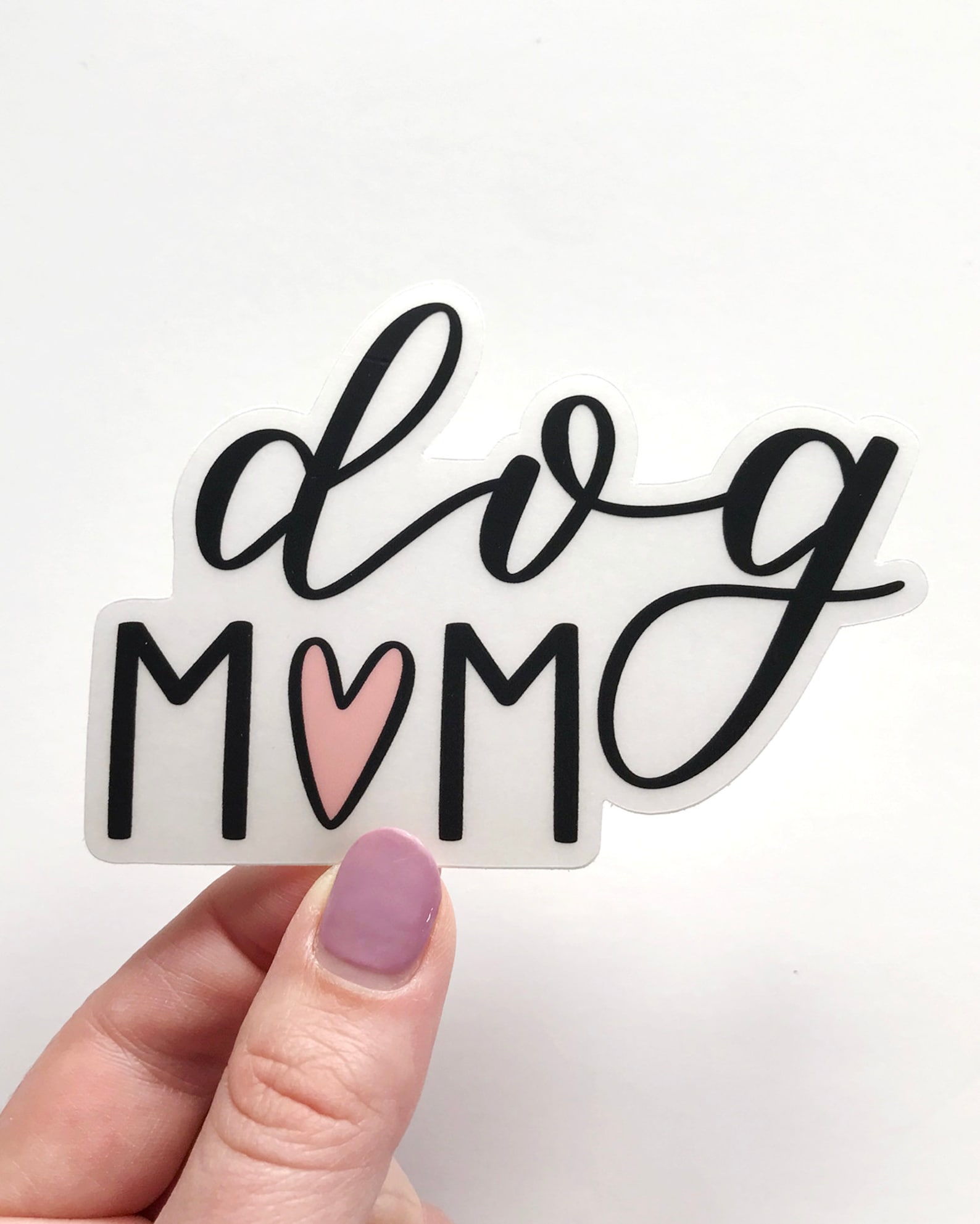 Dog Mom Vinyl Sticker With Pink Heart: Laptop Decal, Waterproof, Matte ...