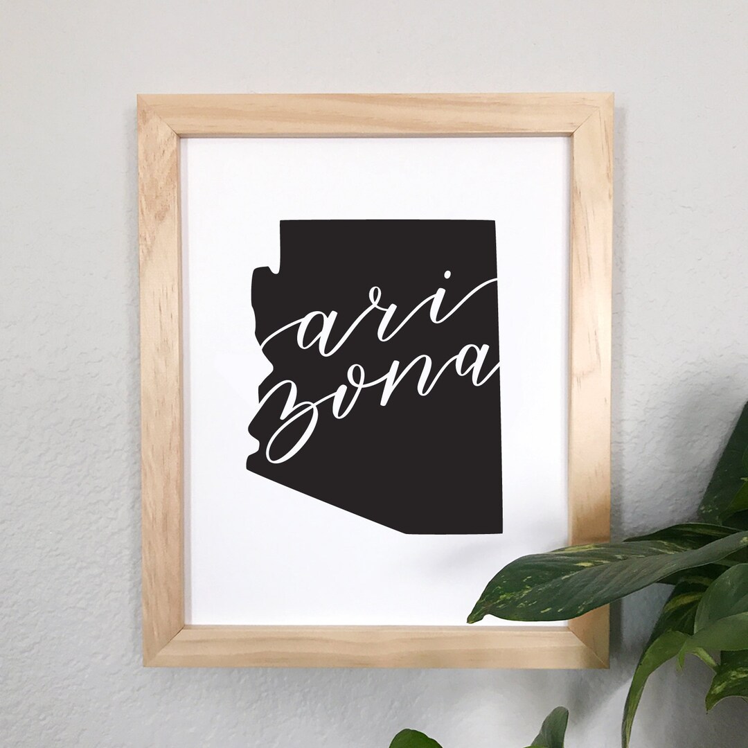 Arizona State Art Print, Arizona Wall Art, Arizona Gifts, Shape of ...