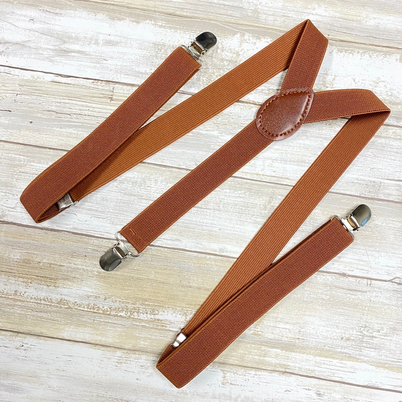Men's Light Brown Suspender Plain Brown Bowtie Matching - Etsy