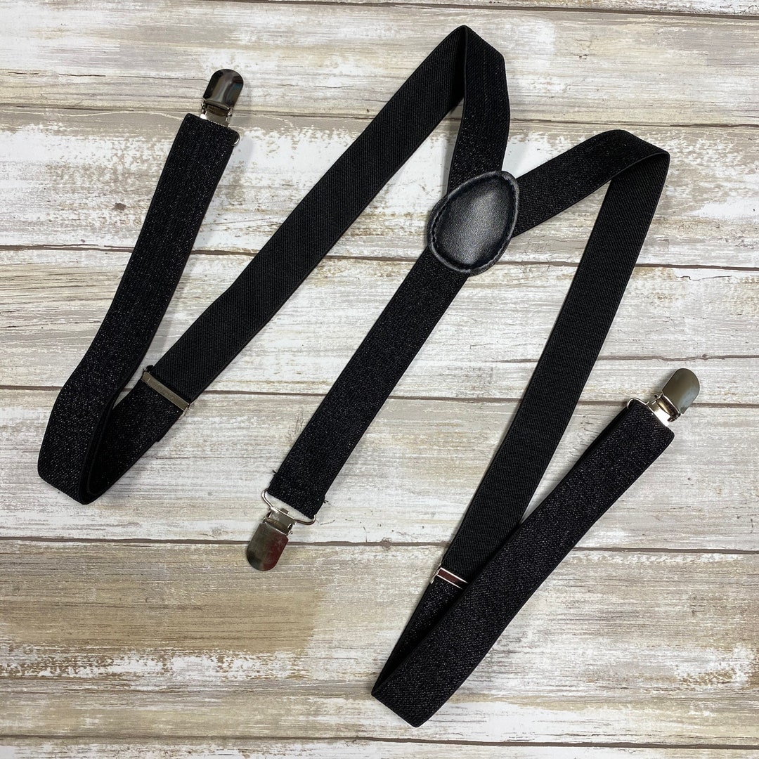 Black Glitter Men's Suspenders/ Adjustable Elastic Suspenders ...