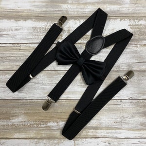 Adults/teen Black Suspender Bow-tie Matching Set / Wedding Photoshoot ...