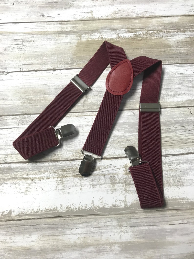 Burgundy Suspender/ Classic Elastic Y - Suspender With Silver Chrome ...