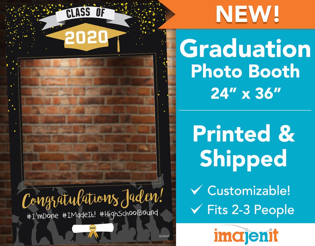 Printed and Shipped Black and Gold Graduation Theme Photo Booth. Class ...