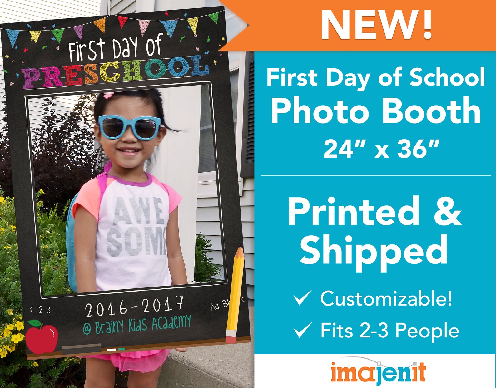 Printed and Shipped First Day of School Theme Photo Booth. Coroplast ...