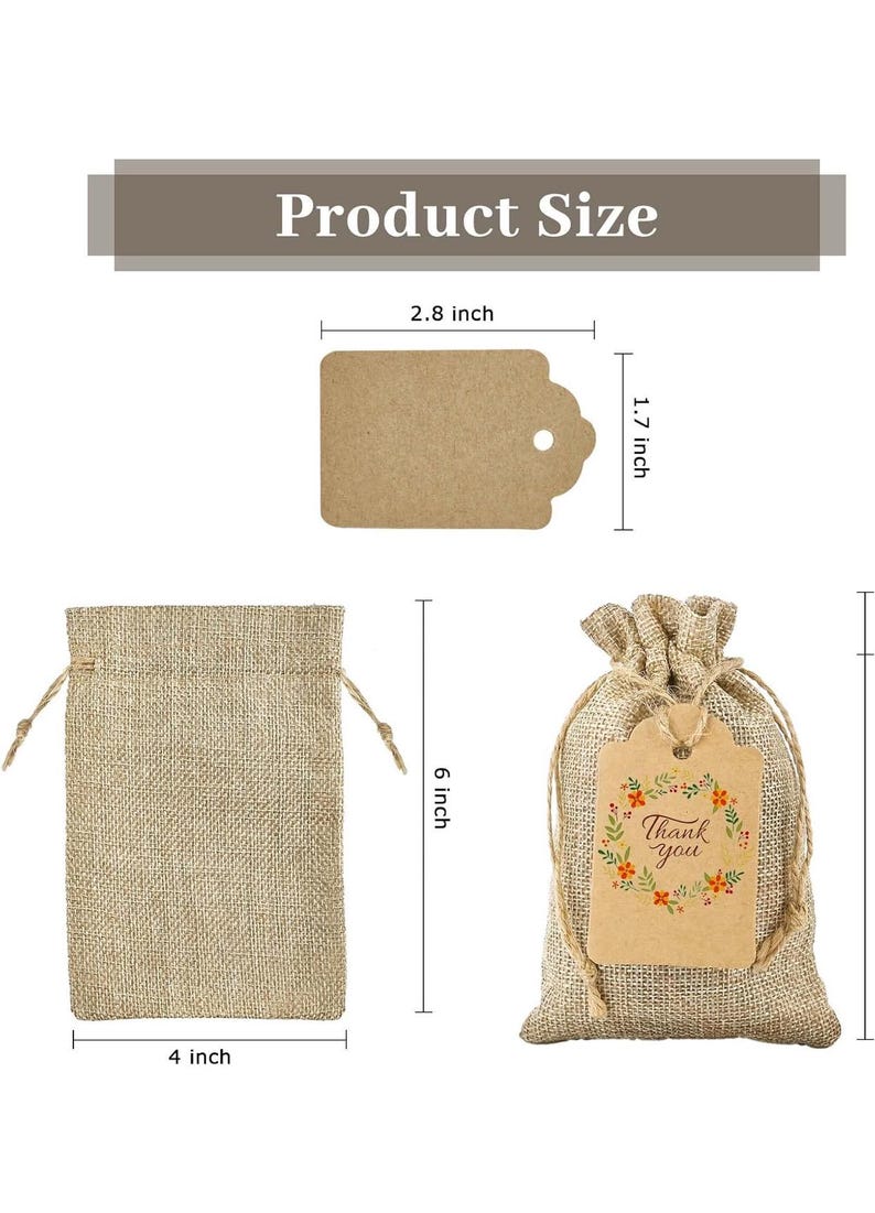 25 Small Burlap Bags With Drawstring - 4x6 Inch Reusable Premium Mini ...