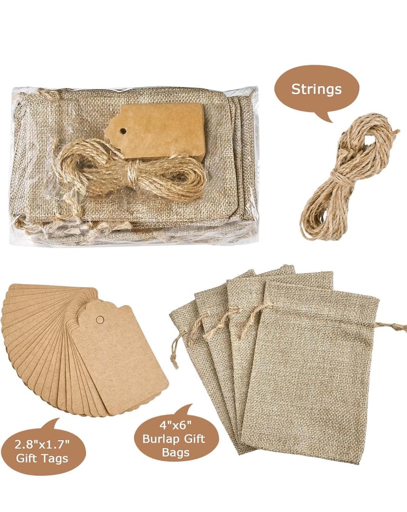 25 Small Burlap Bags With Drawstring - 4x6 Inch Reusable Premium Mini ...